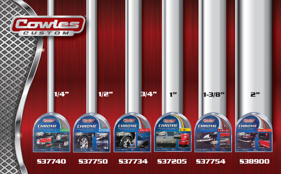 Cowles® ProtektoTrim™ Universal Side Body Molding Black & Chrome